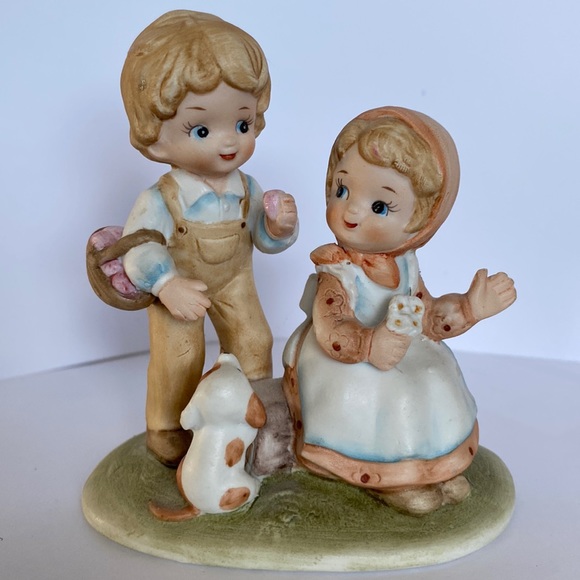 Lefton | Accents | Vintage Lefton Boy And Girl With Puppy Porcelain ...
